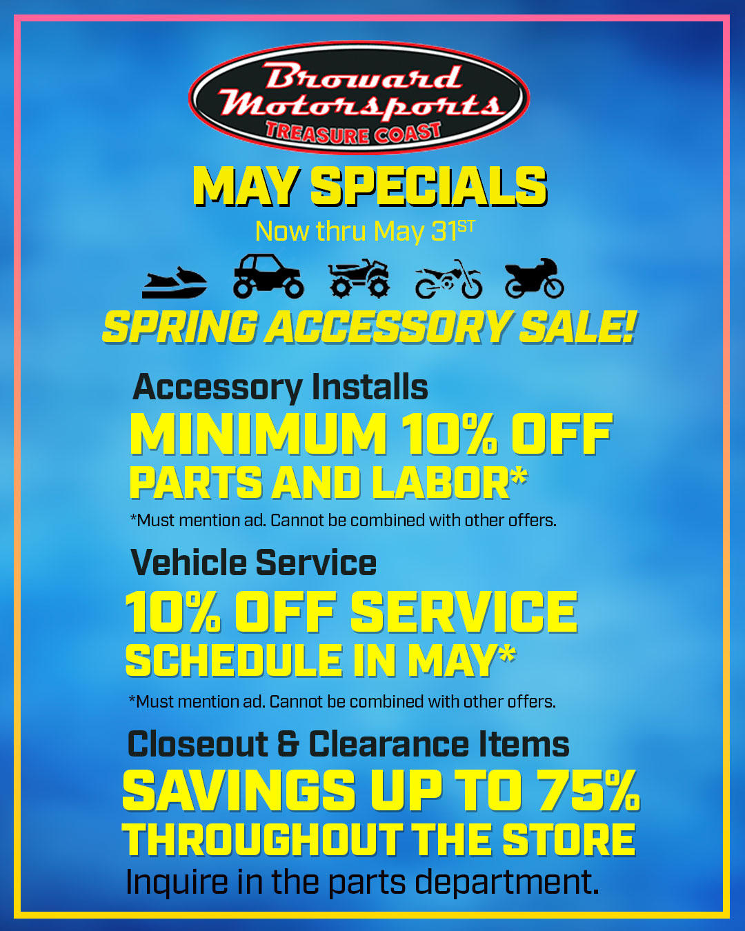 Motorsports Service Specials | Broward Motorsports Treasure Coast Florida